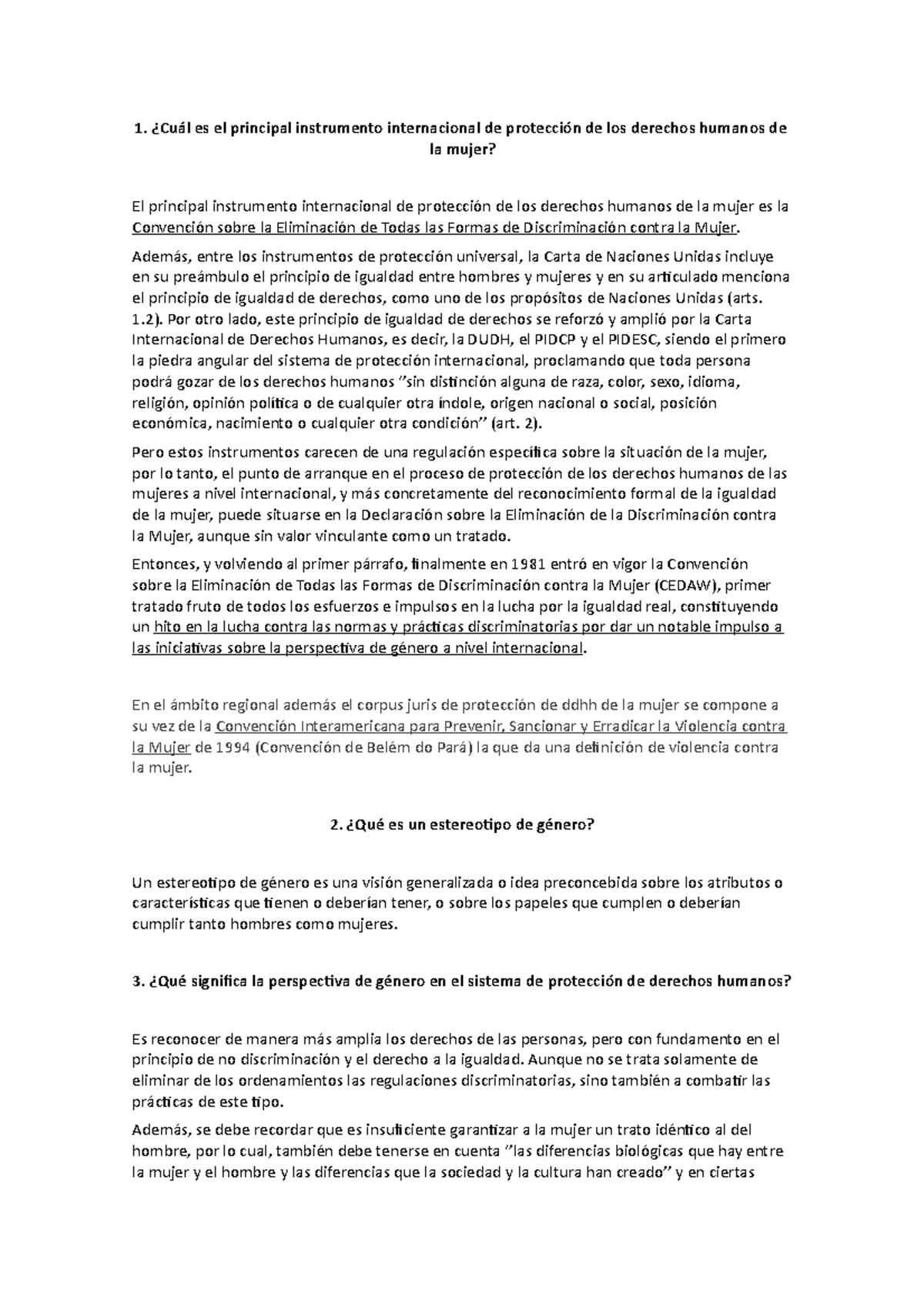 Ddhh - preguntas preparatorias para examen de Derechos Humanos - ¿Cuál es el principal ...