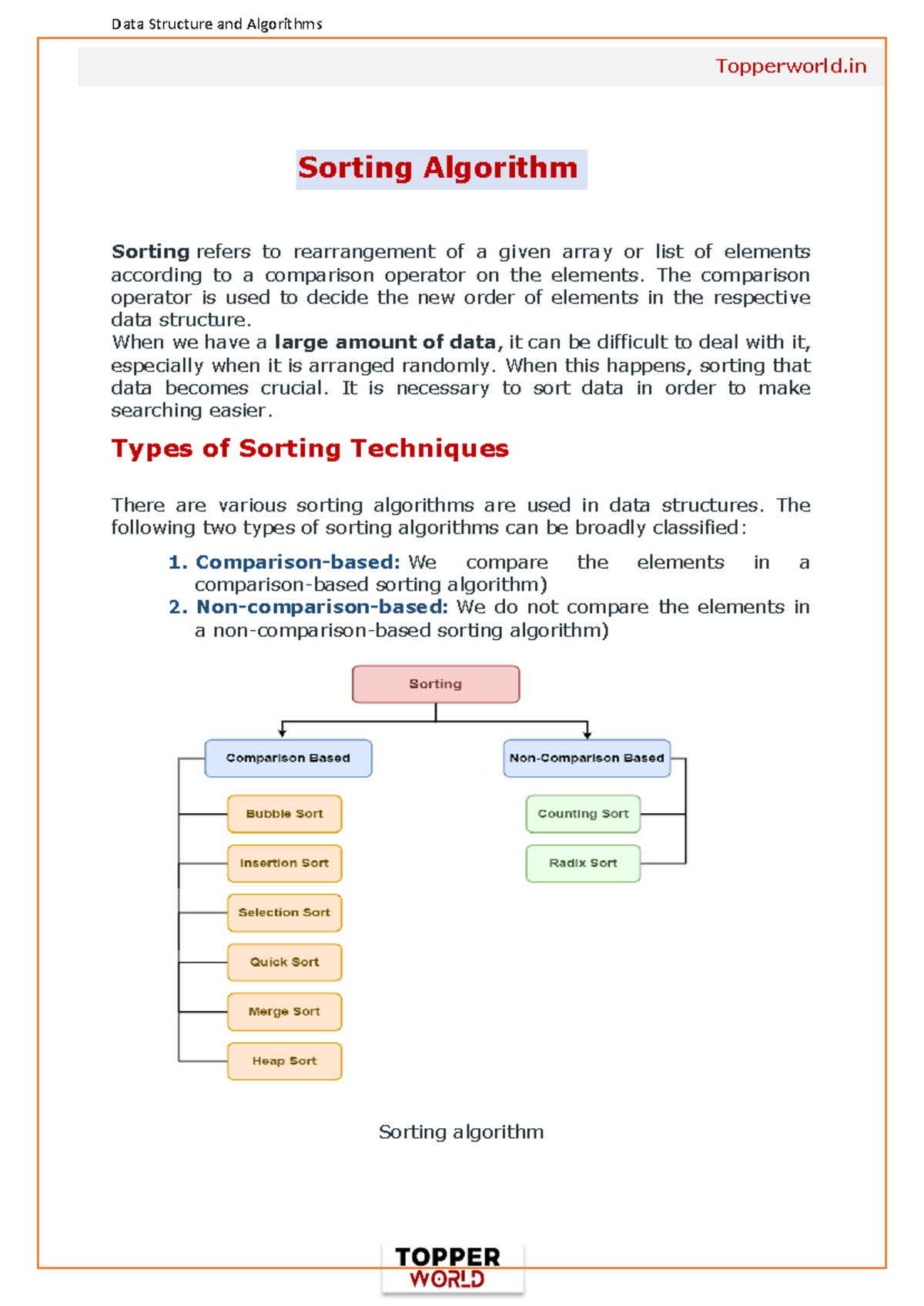 DSA U-3: Comprehensive Guide to Sorting Techniques - Studocu