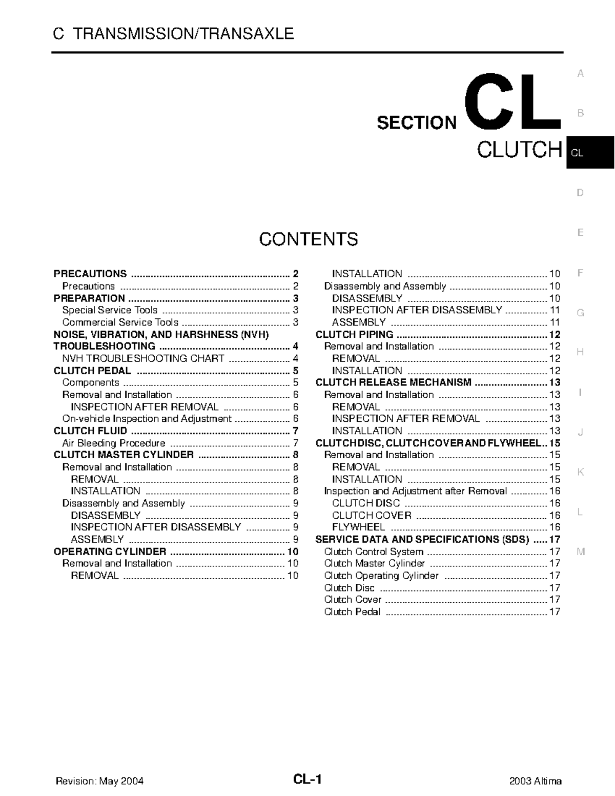 2003 Altima Clutch System Overview and Troubleshooting Guide - Studocu