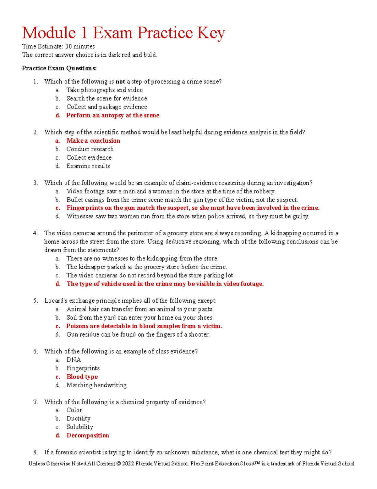 Module 1 Forensic Exam Practice Key: Questions & Answers - Studocu