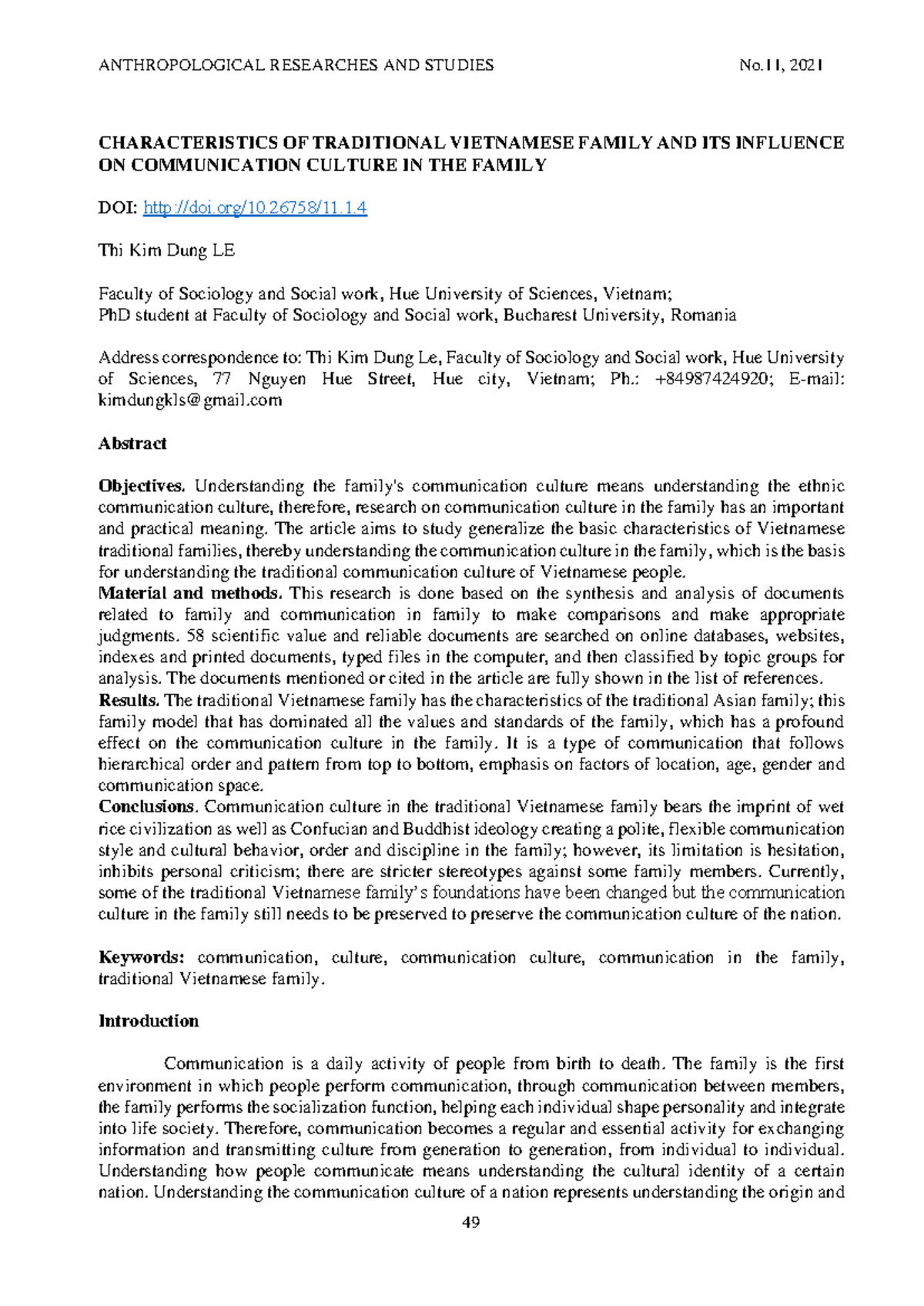 Characteristics of Traditional Vietnamese Family and Communication ...