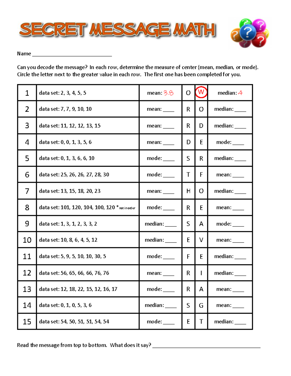CIE 5 Sheet: Decoding Measures of Center in Data Sets - Studocu