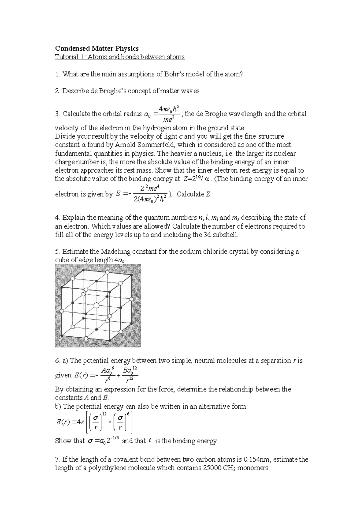 Condensed Matter Physics: Practice Qs - Condensed Matter Physics ...