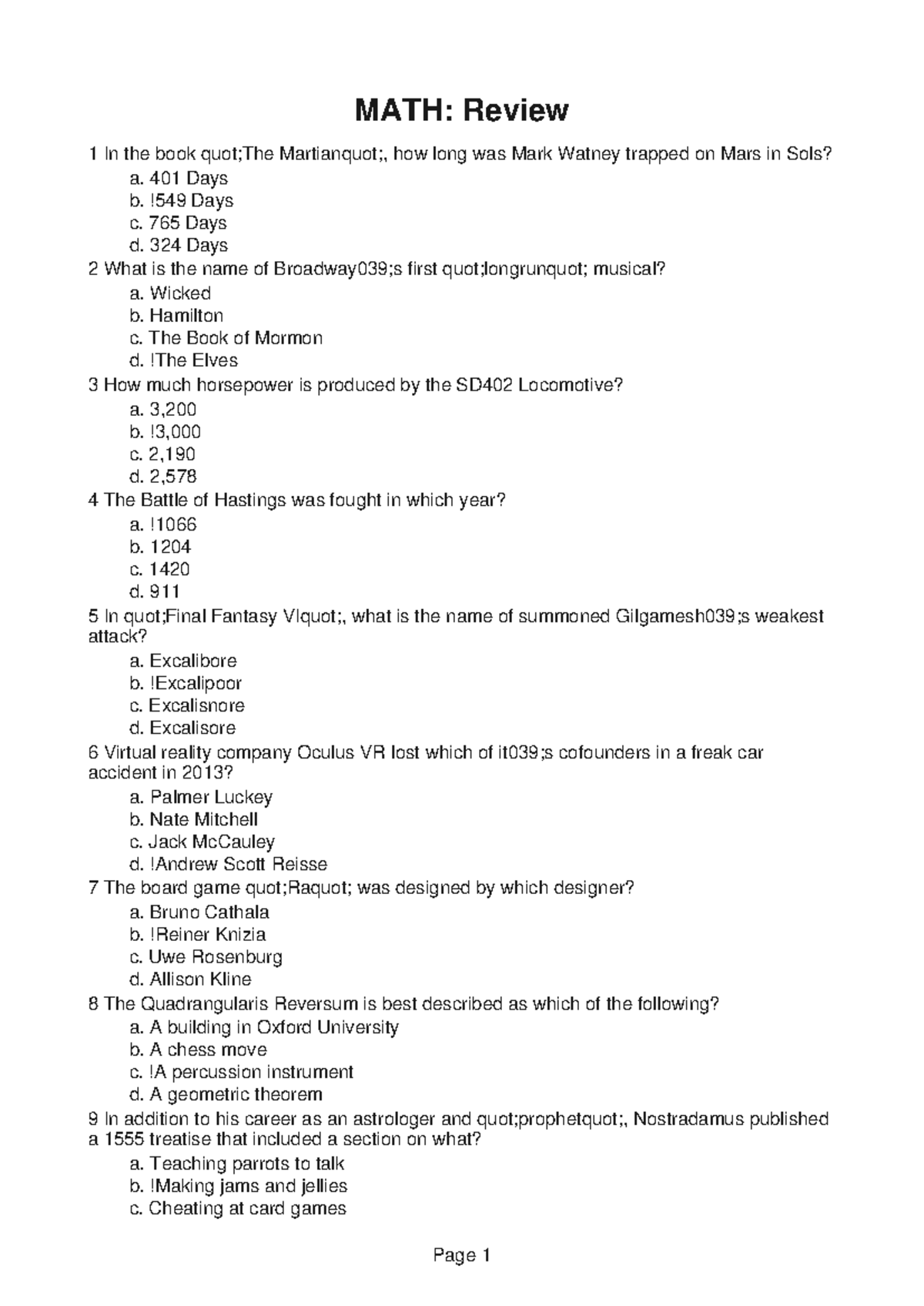 MATH346 Chapter 4 - MATH: Review 1 In the book quot;The Martianquot ...