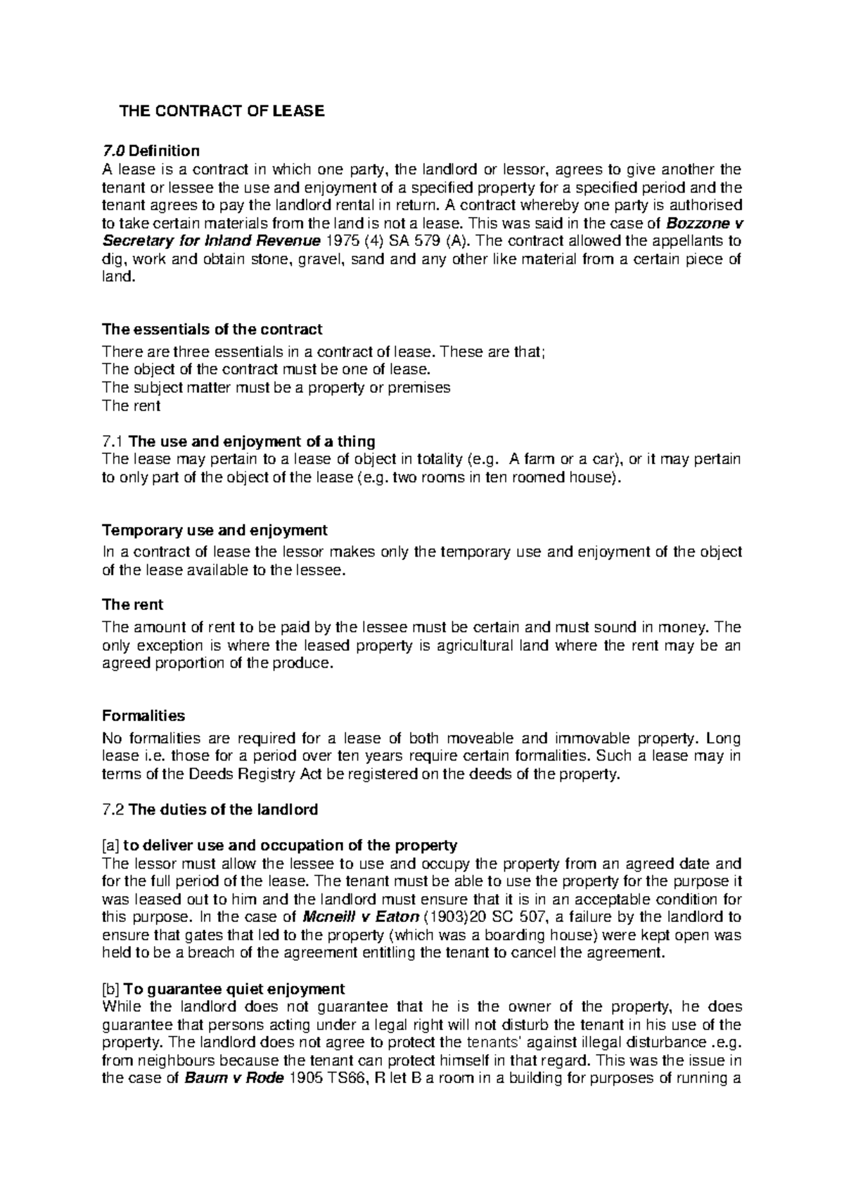 Understanding the Contract of Lease: Key Essentials and Duties - Studocu