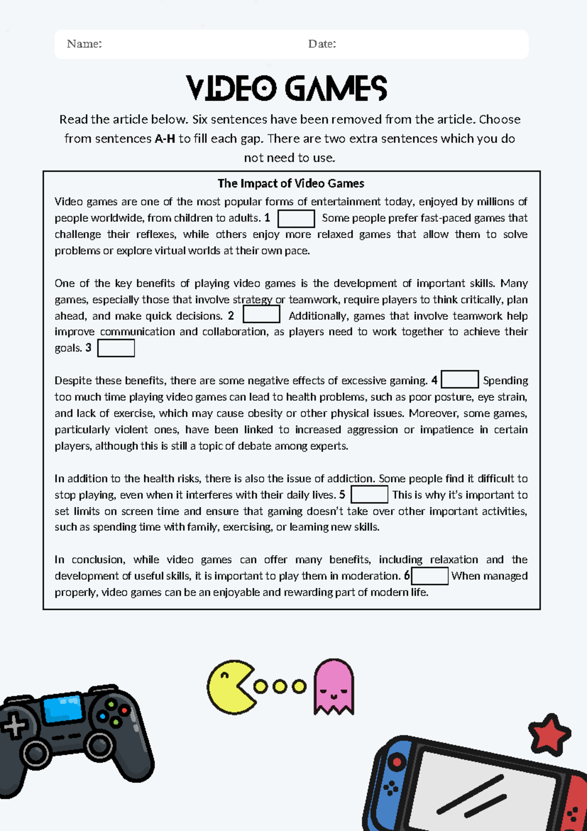 Video Games Reading Practice: Exploring Benefits and Risks - Studocu