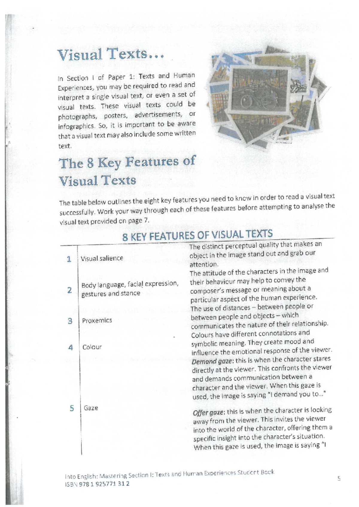 Analyzing Visual Texts: Key Features in Texts and Human Experiences ...