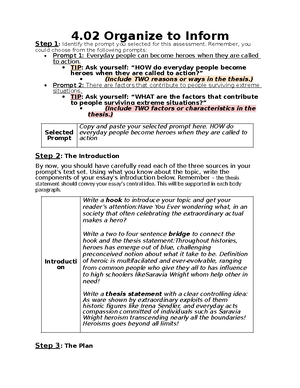 4.02 Organize to Inform - 4 Organize to Inform Step 1: Identify the ...