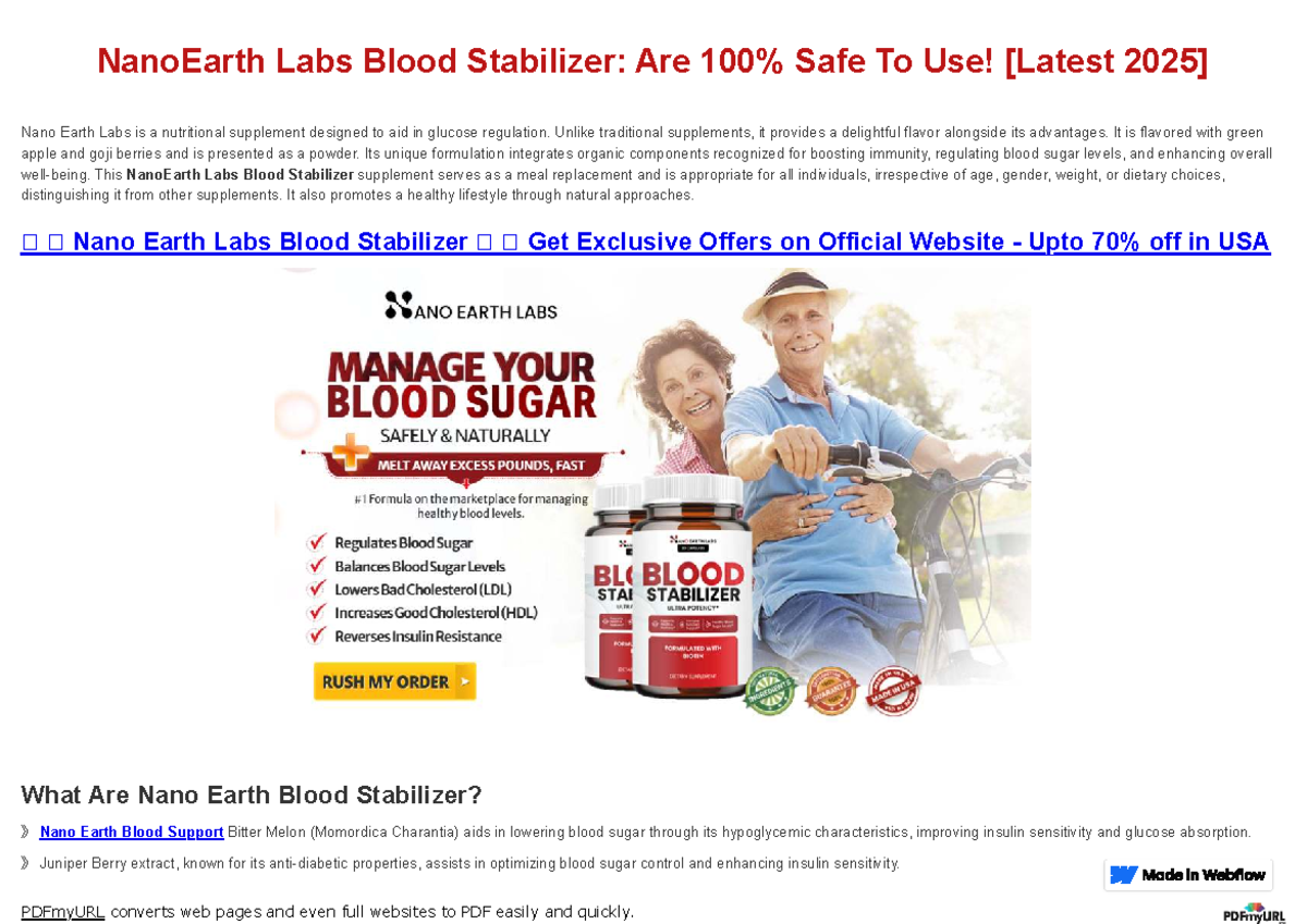 NanoEarth Labs Blood Stabilizer: Safe Use & Benefits Overview - Studocu