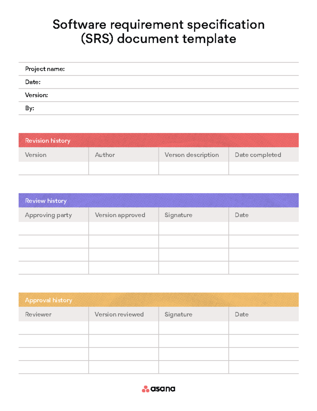 SRS Document Template for Software Requirements Specification - Studocu