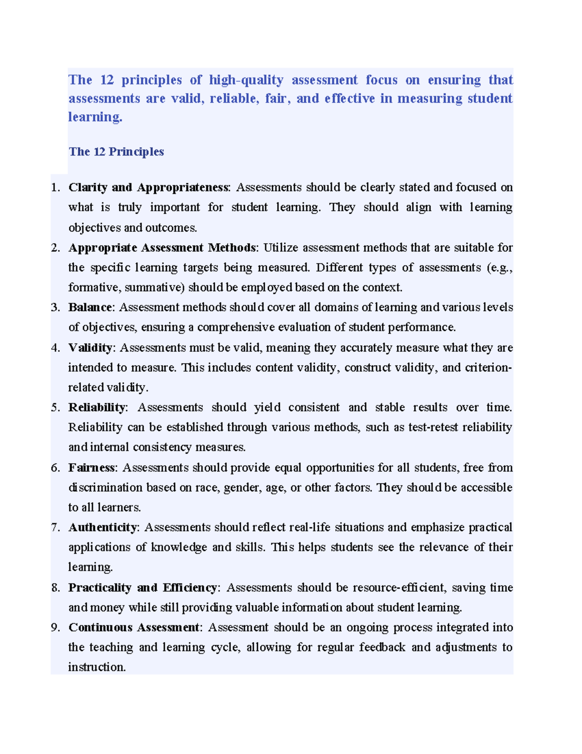 Assessment Principles: Validity, Reliability, and Fairness in Learning ...