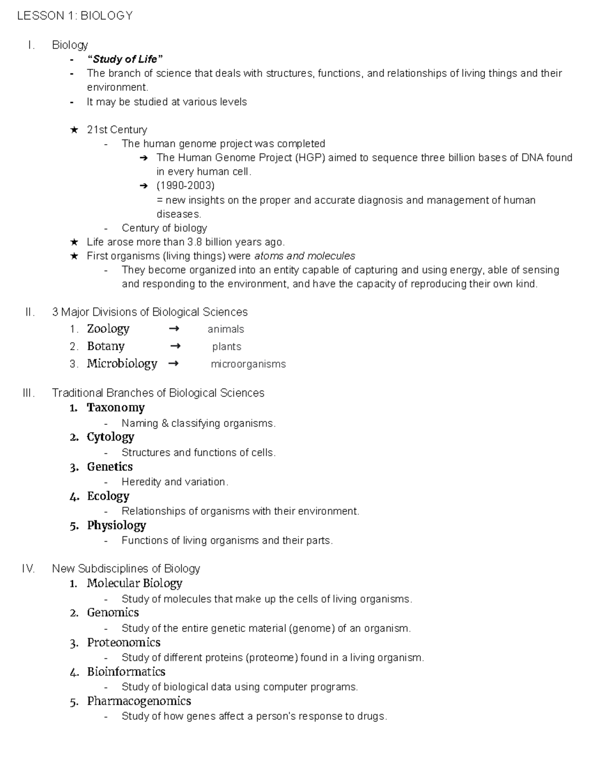 Earth and Life Science (ELS) Lesson 1: Introduction to Biology and ...