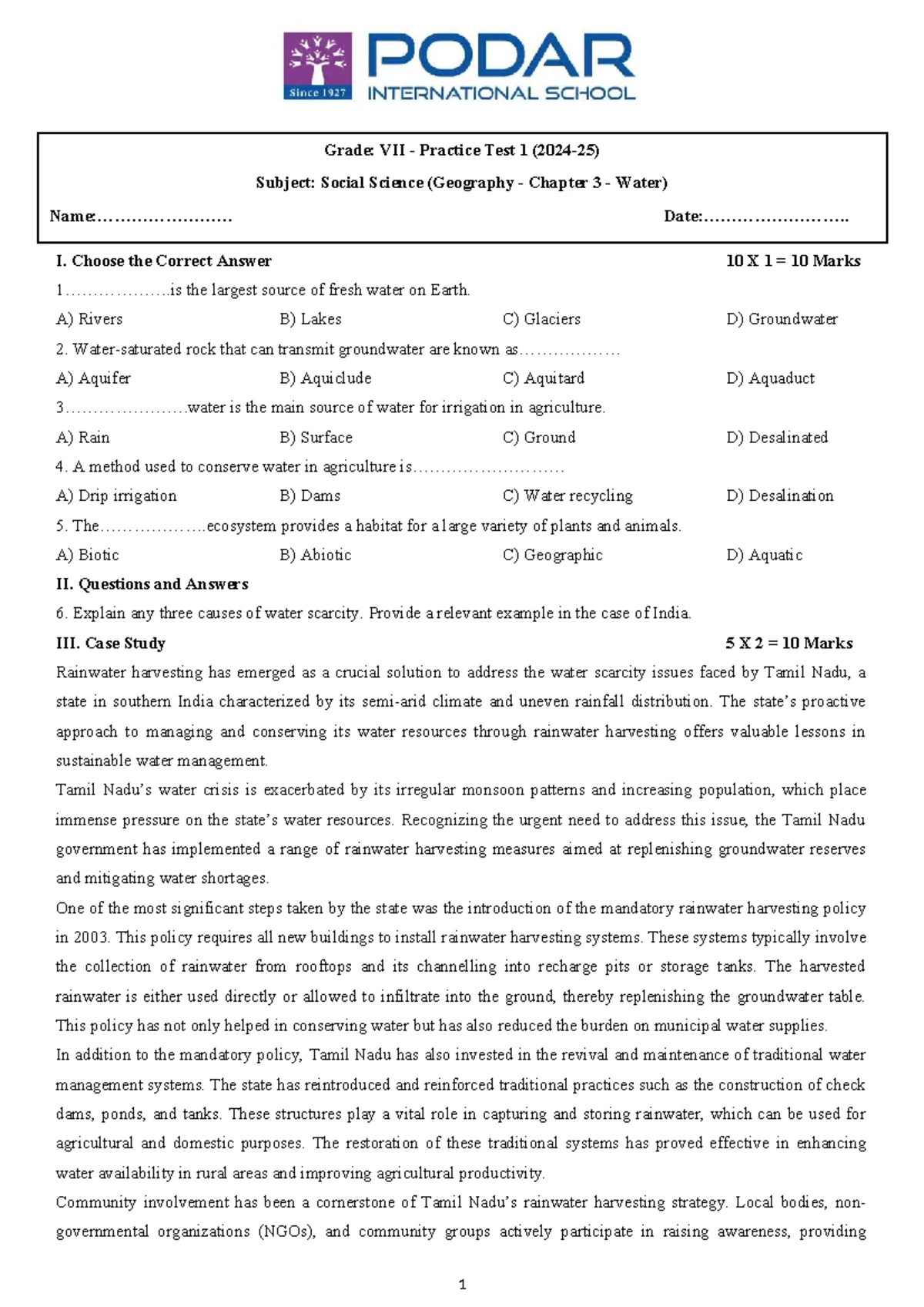 Class 7 Social Science - Practice Test 1 on Turkish Invasions - Studocu