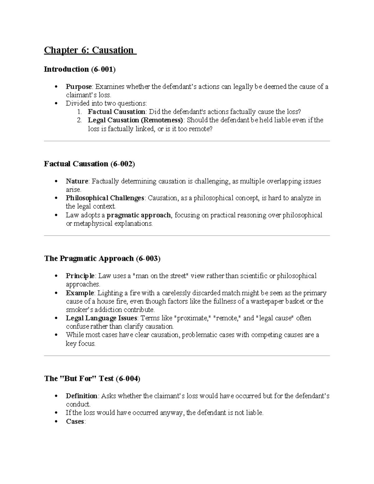 Chapter 6 - Textbook Notes - Chapter 6: Causation Introduction (6-001 ...