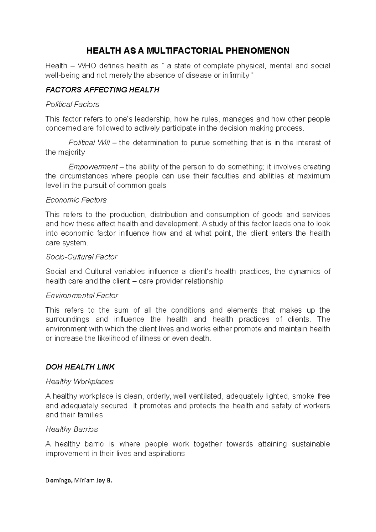 Health as a Multifactorial Phenomenon - HEALTH AS A MULTIFACTORIAL ...