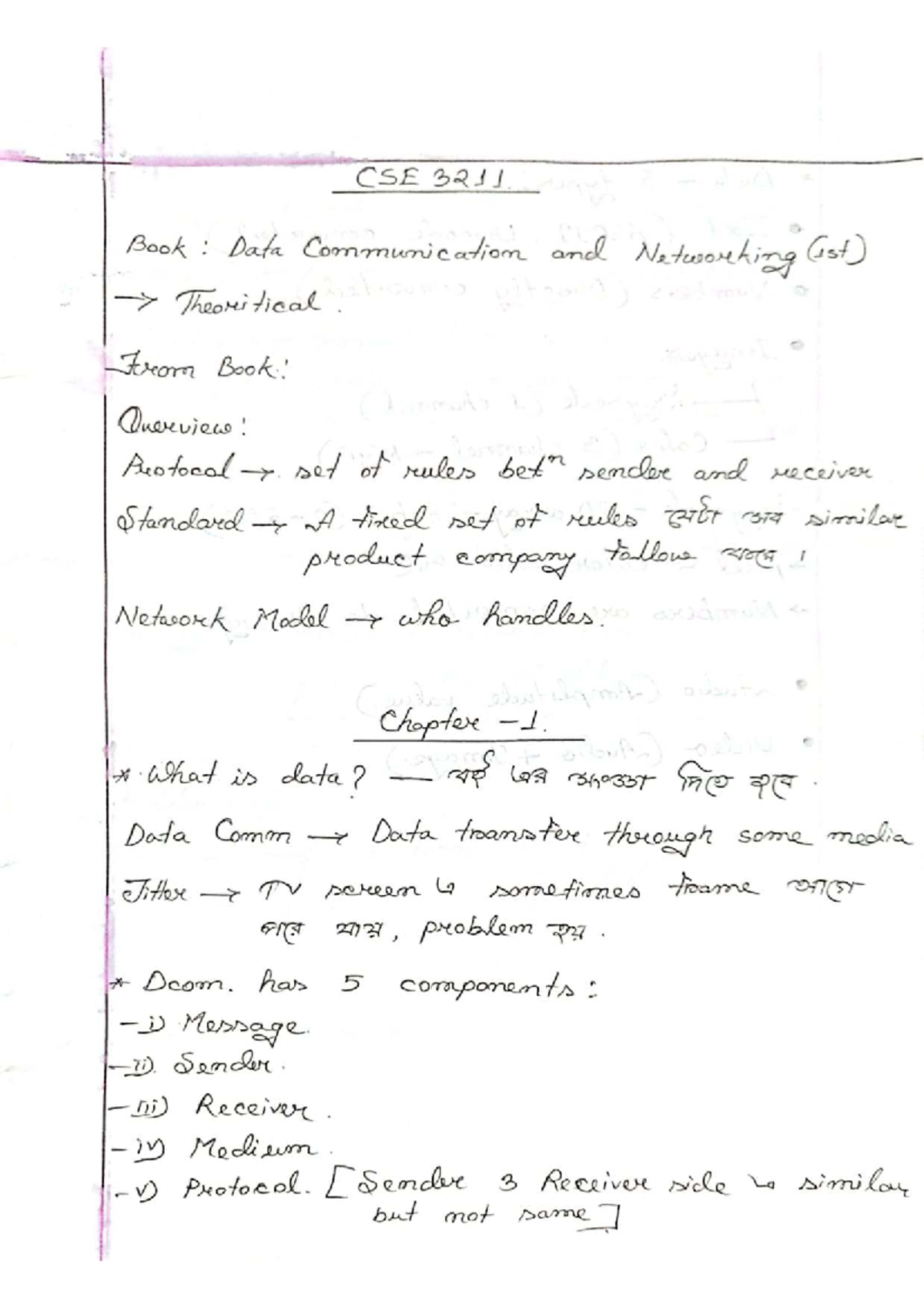 CSE 3211 Lecture Notes: Data Communication & Networking Overview - Studocu