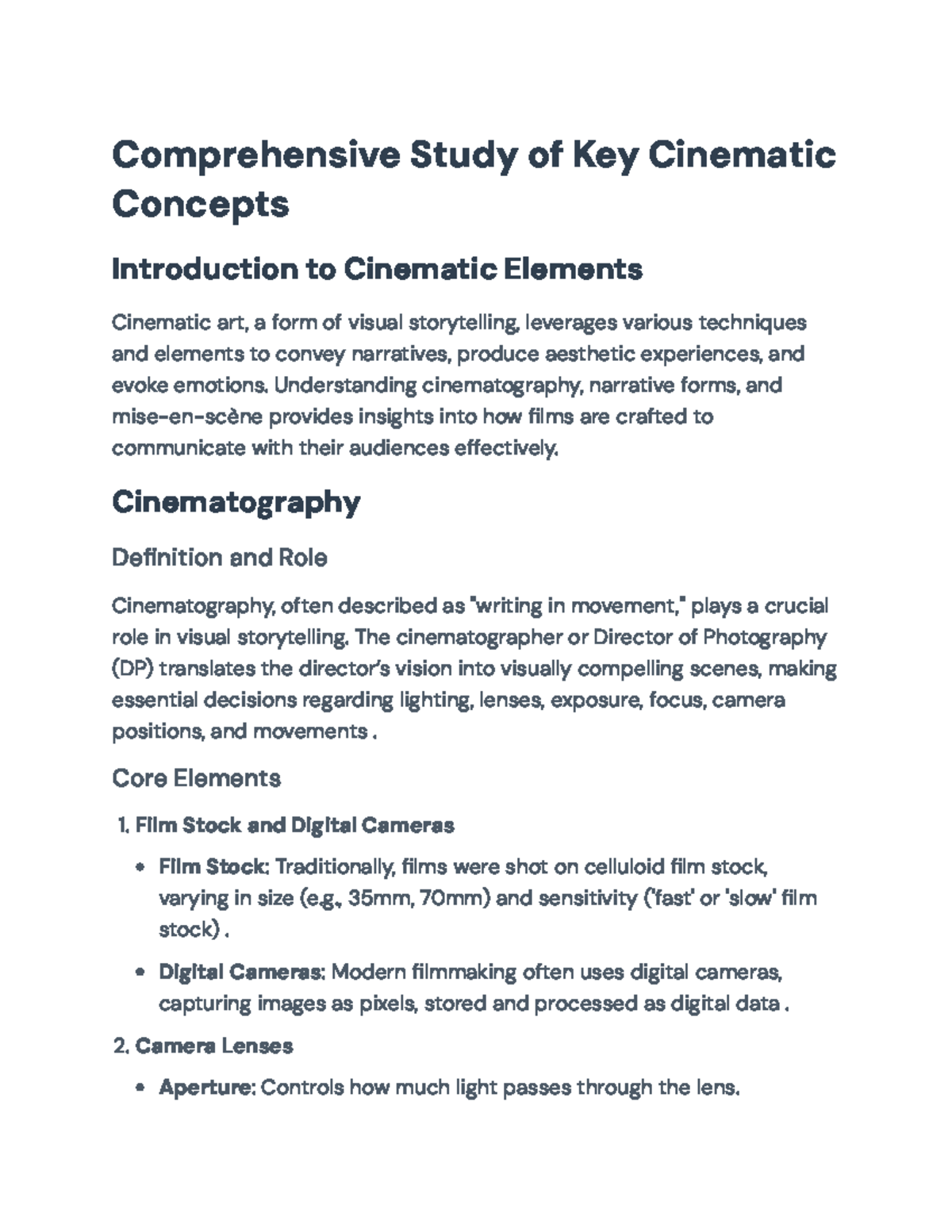Comprehensive Study of Cinematic Elements and Techniques ...