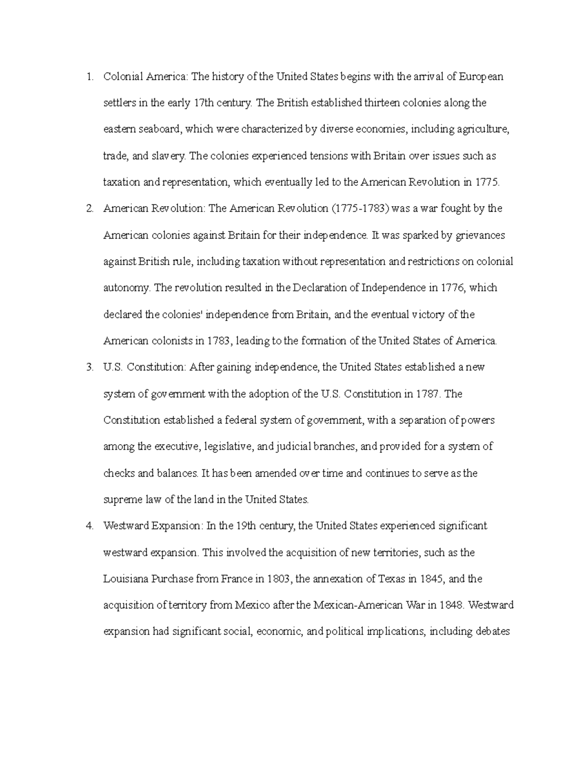 American history 1 - lecture notes - Colonial America: The history of ...