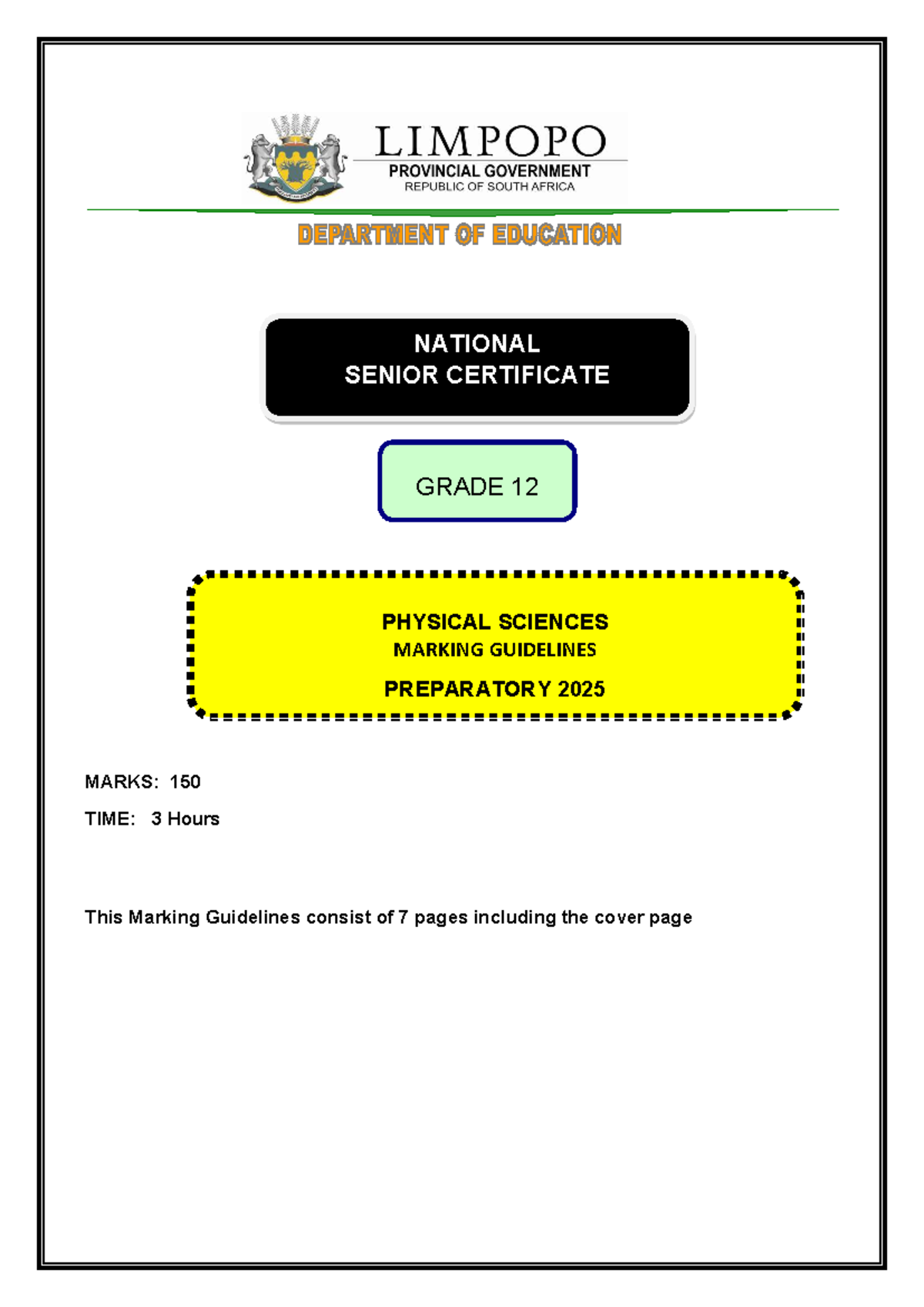 Physical Sciences P2 NSC 2025 Marking Guidelines Memo - Studocu