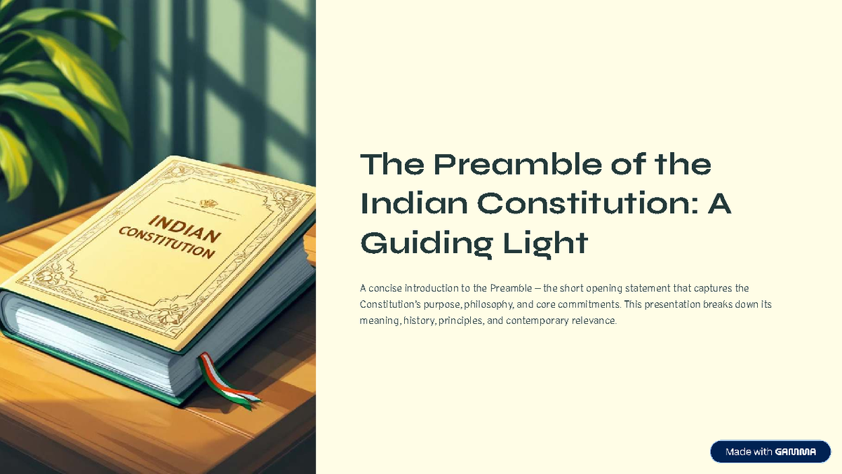 The Preamble of the Indian Constitution: Meaning and Significance - Studocu