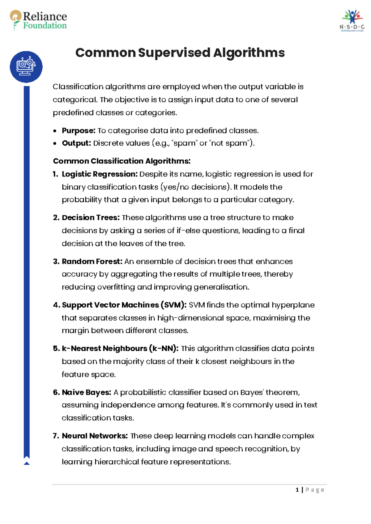 Common Supervised Algorithms: Classification & Regression Techniques - Studocu