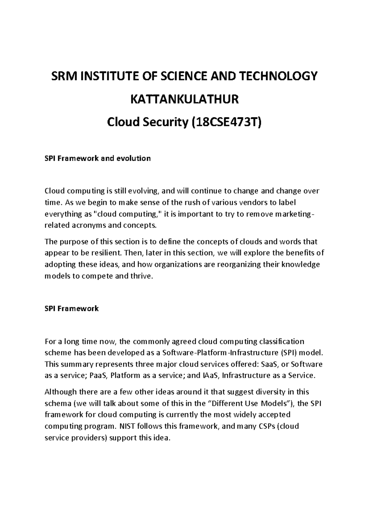 SPI Framework and evolution - SRM INSTITUTE OF SCIENCE AND TECHNOLOGY ...