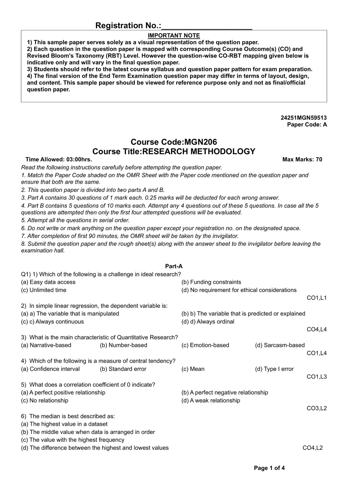 MGN206 Research Methodology Sample Exam Paper and Guidelines - Studocu