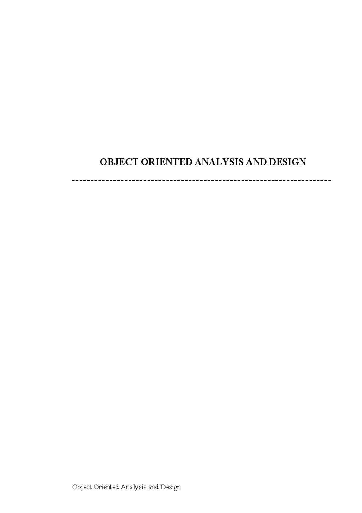Object Oriented Analysis and Design (A0526156) - Comprehensive Guide ...