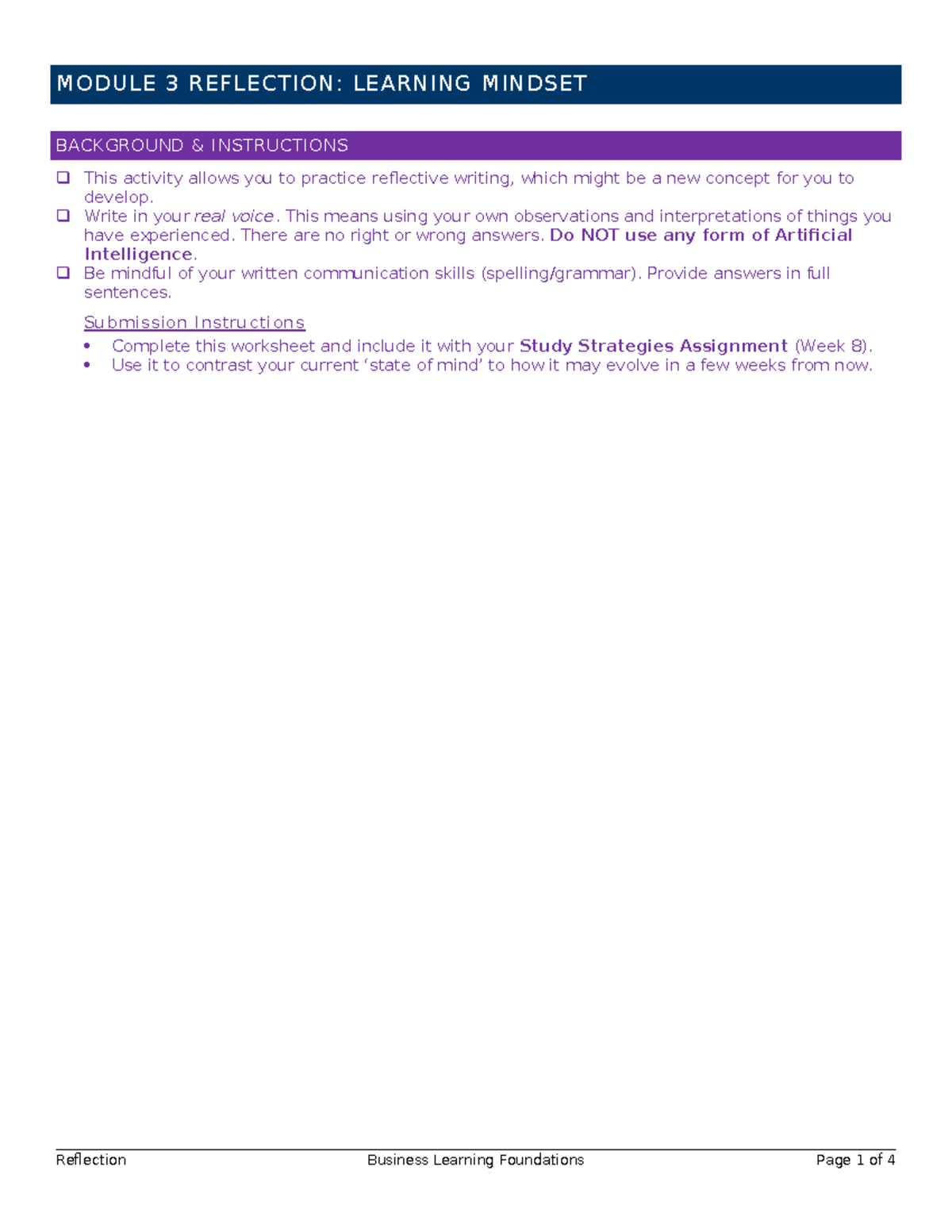M3 Reflection Mindset Grit - MODULE 3 REFLECTION: LEARNING MINDSET ...