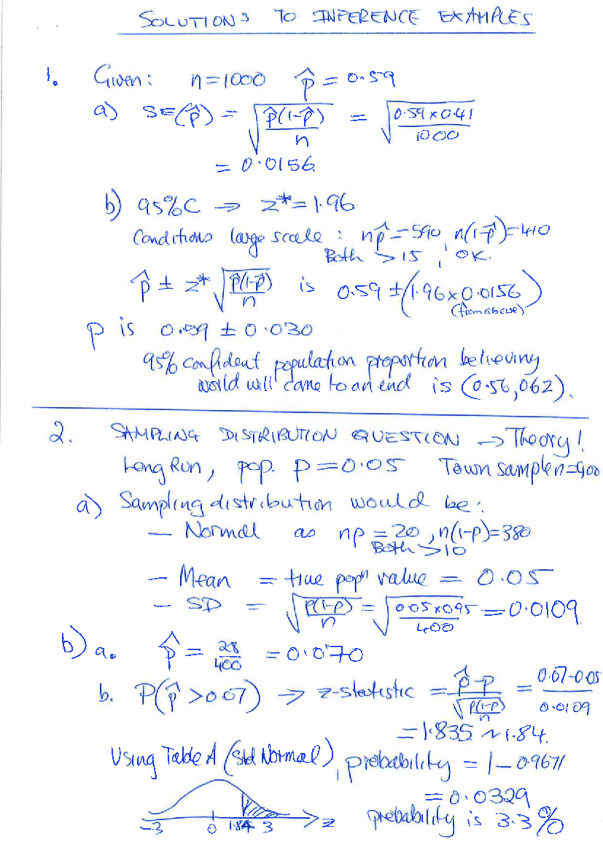 Inference Questions & Solutions for STAT 101 Midterm Exam - Studocu