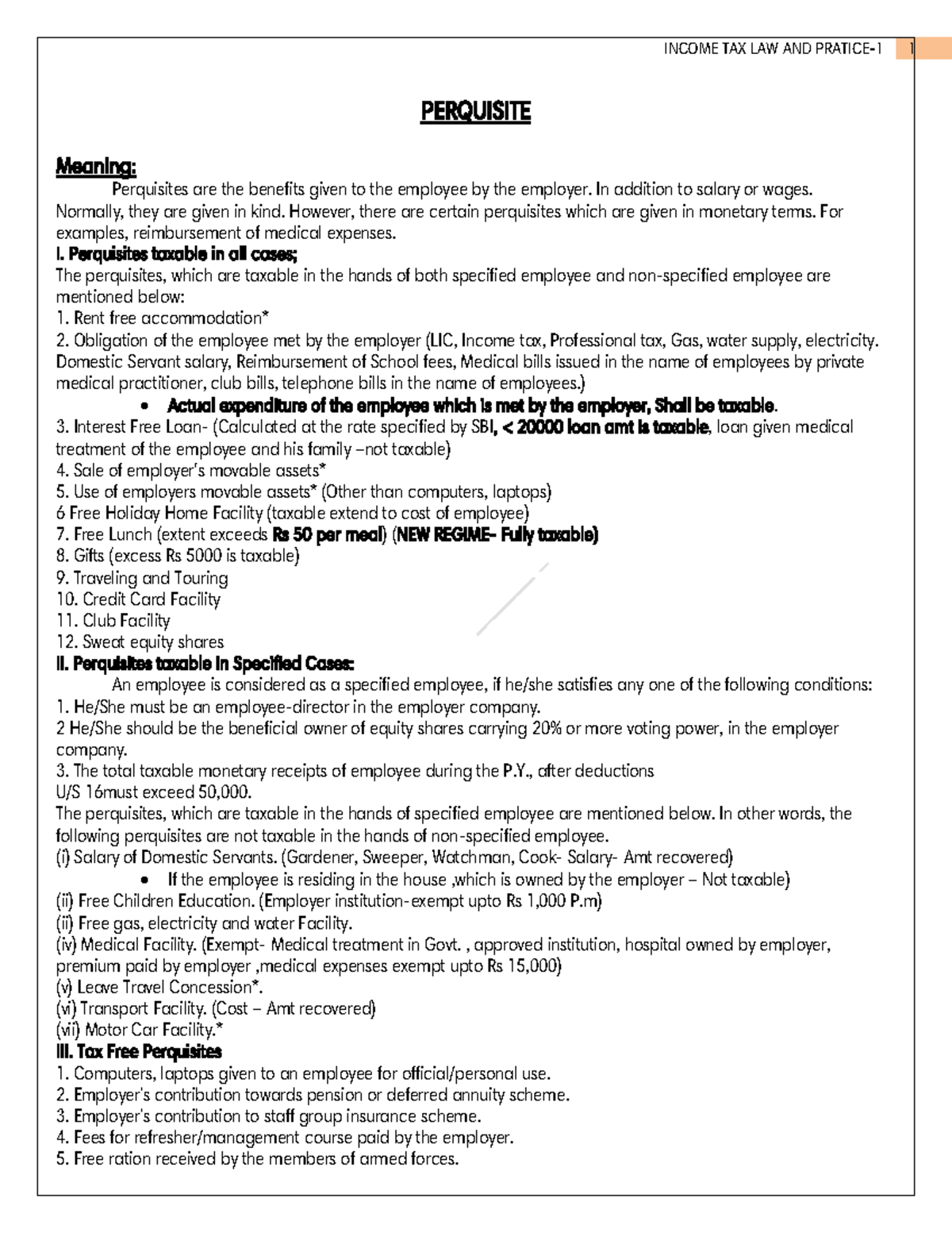 Perquisite Notes: Understanding Tax Implications in Income Tax Law ...
