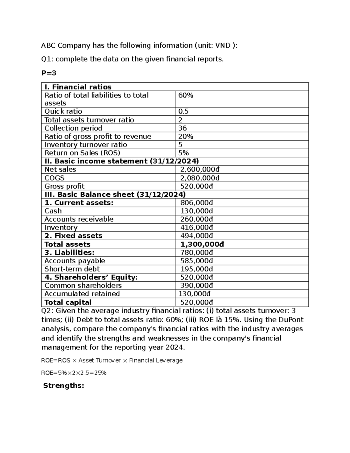 Financial Analysis of ABC Company: Ratios & Industry Comparison 2024 ...
