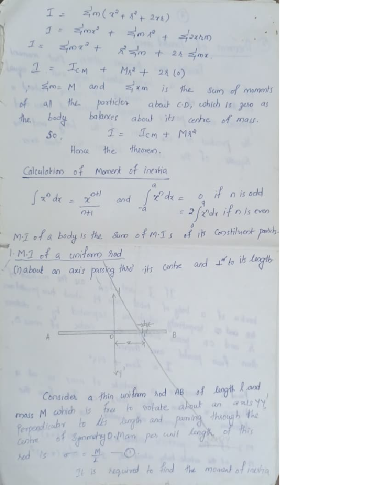 Final Exam Review: m(7tA278) Moments of Inertia and Mass Distribution ...