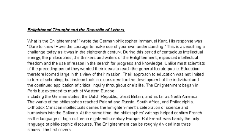 The Enlightenment: Key Concepts and Influential Thinkers (HIST 101 ...