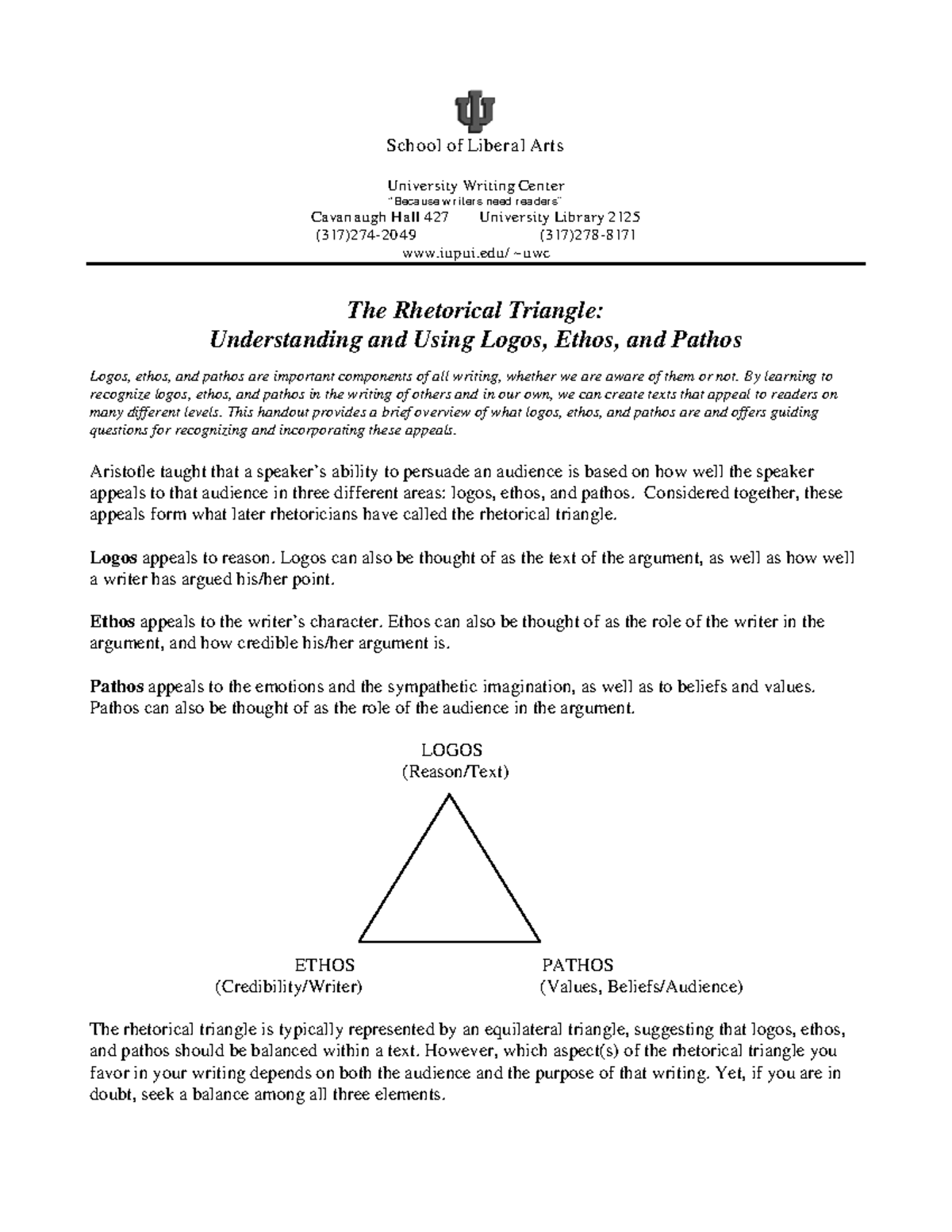 Understanding the Rhetorical Triangle: Logos, Ethos, Pathos - Item35402 ...