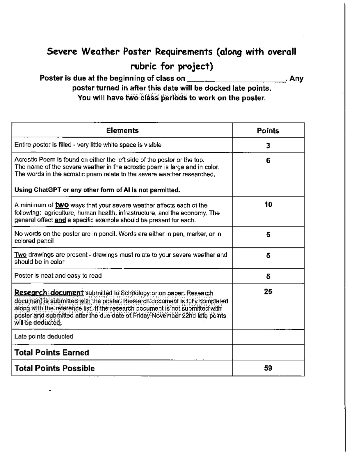 Severe Weather Poster Project Requirements & Rubric - Studocu