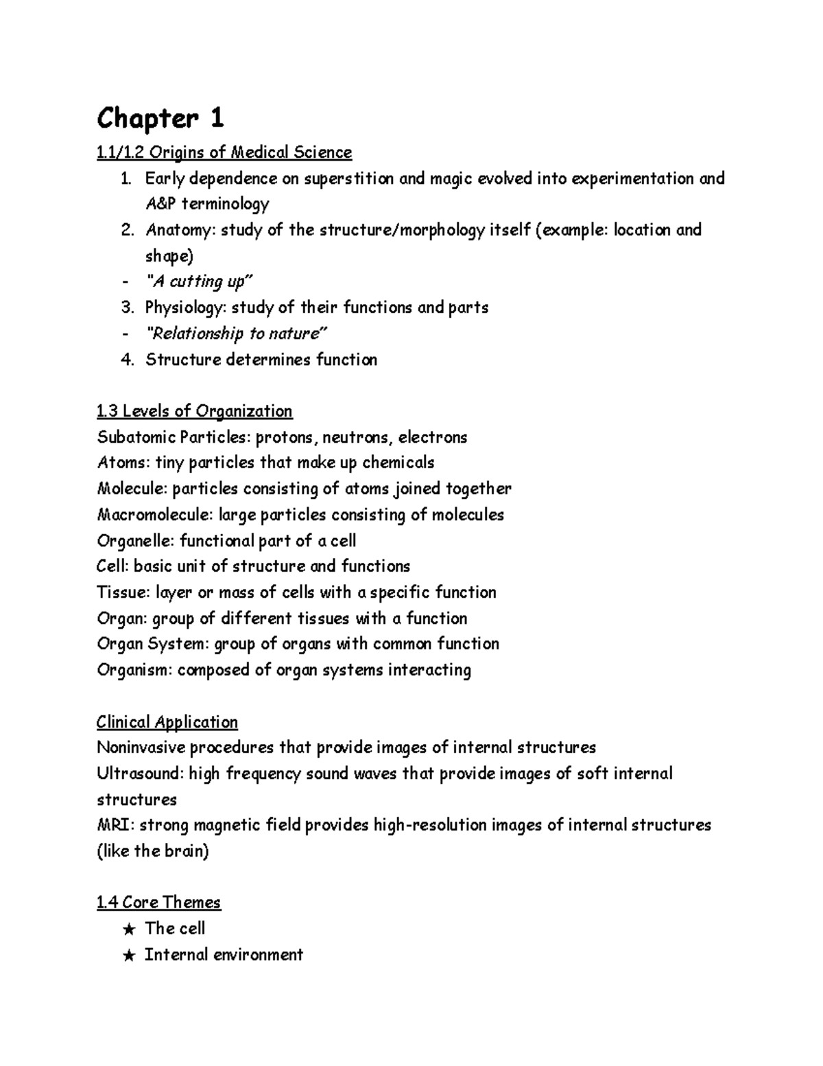 A&P 1 Lecture Notes: Overview of Organ Systems & Homeostasis - Studocu