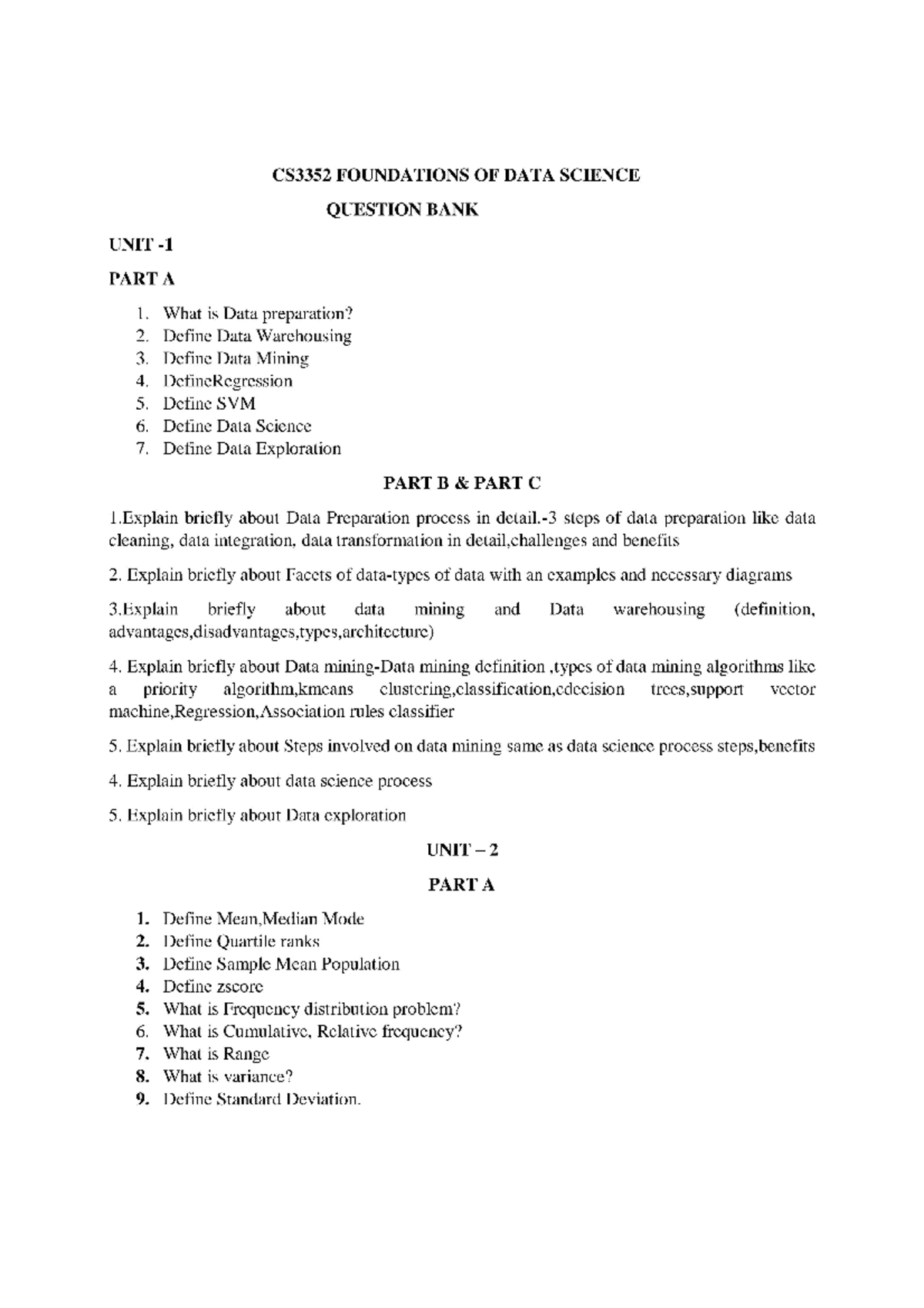 Foundations OF DATA Science QP - CS3352 FOUNDATIONS OF DATA SCIENCE ...