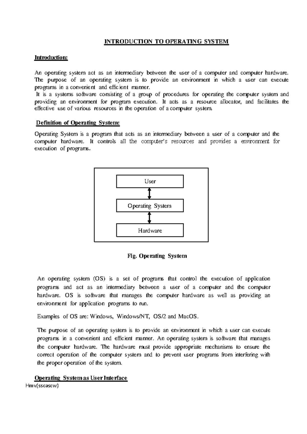 OS Unit 1: Introduction to Operating Systems and Their Functions - Studocu