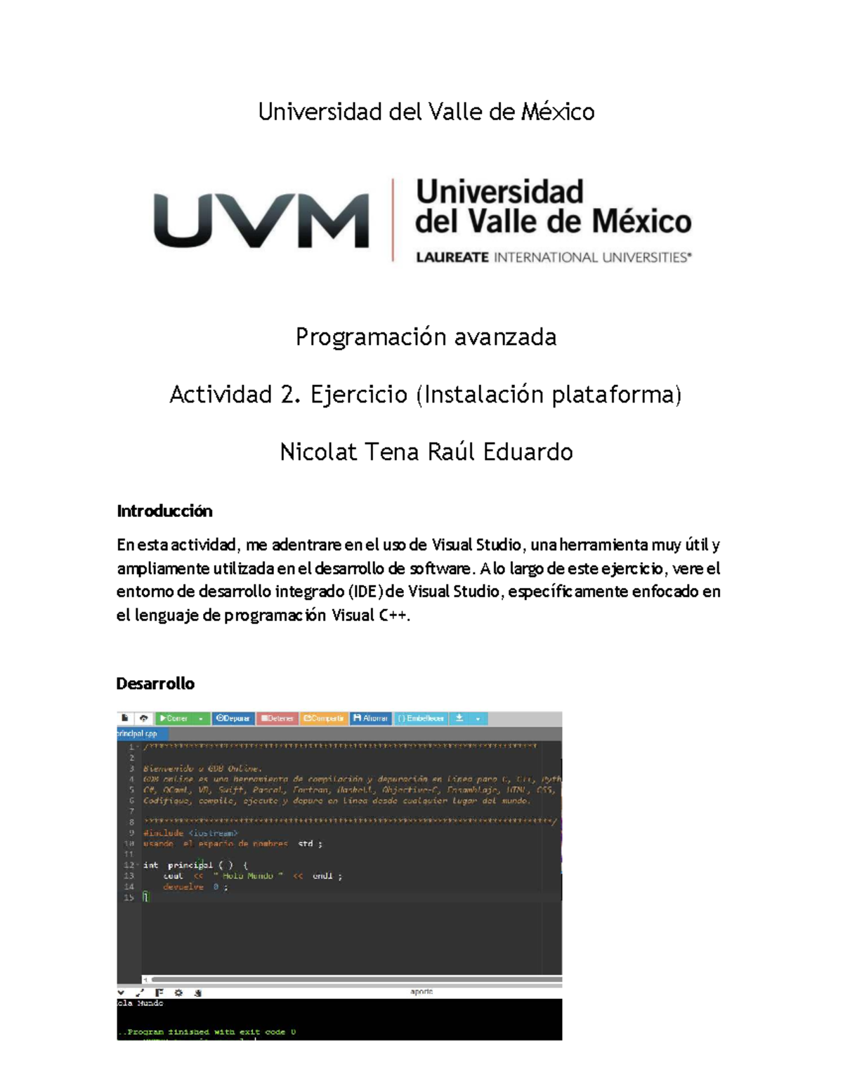 UVM Programación Avanzada: Actividad 2 - Instalación de Visual Studio - Studocu