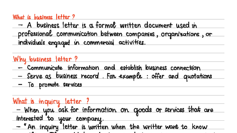 Business Letter Essentials: Inquiry Letters Explained - Studocu