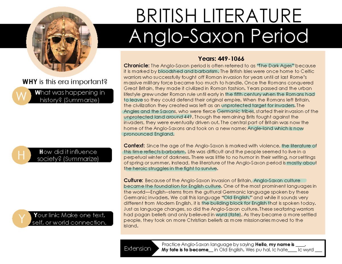 British Literature Overview: Historical Eras and Cultural Impact - Studocu