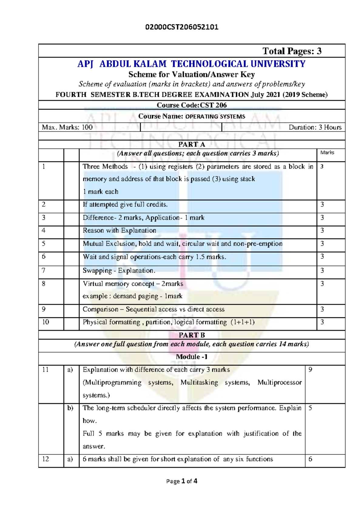 CST 206 - Operating Systems: Key Scheme & Previous Year Questions - Studocu
