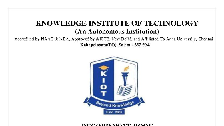 MEMS Lab Record for ECE - KIOT End Semester Practical Exam - Studocu