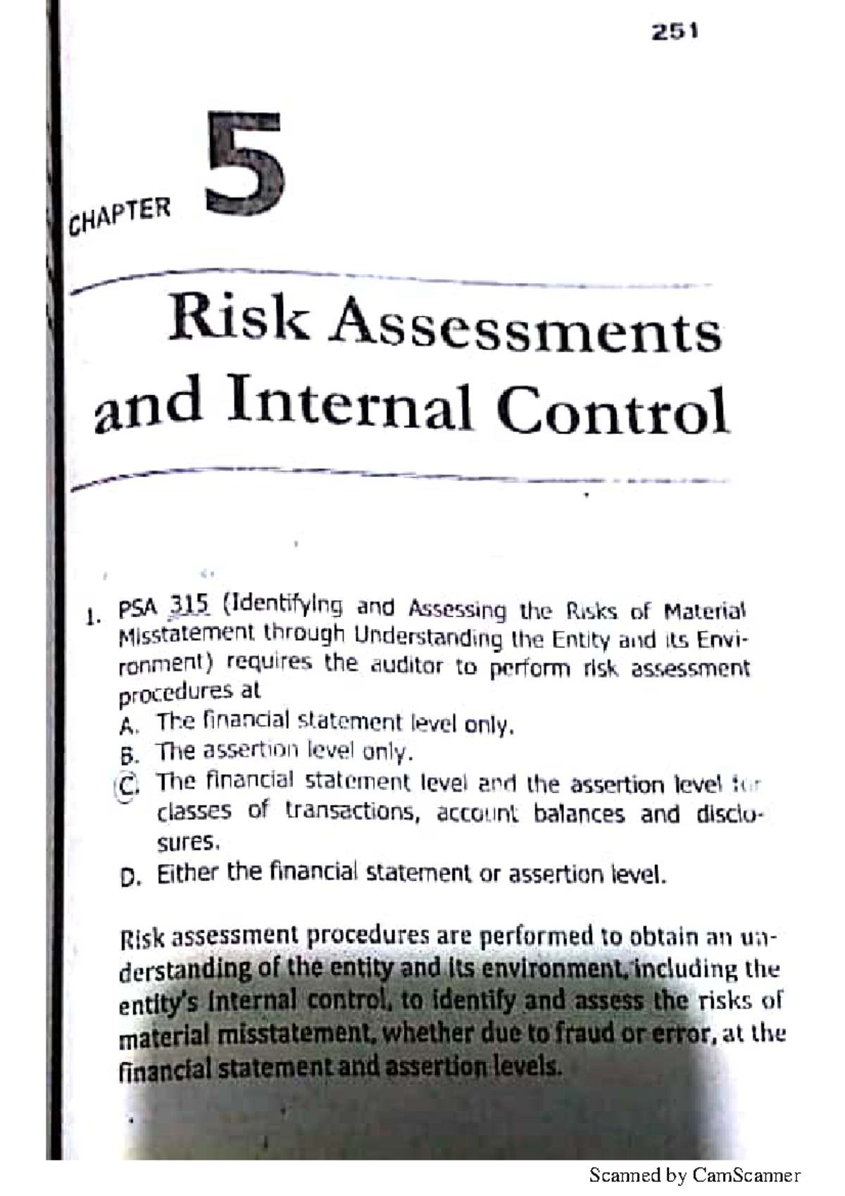 Chapter 05 Internal Control - 251 5 CHAPTER Risk Assessments and ...