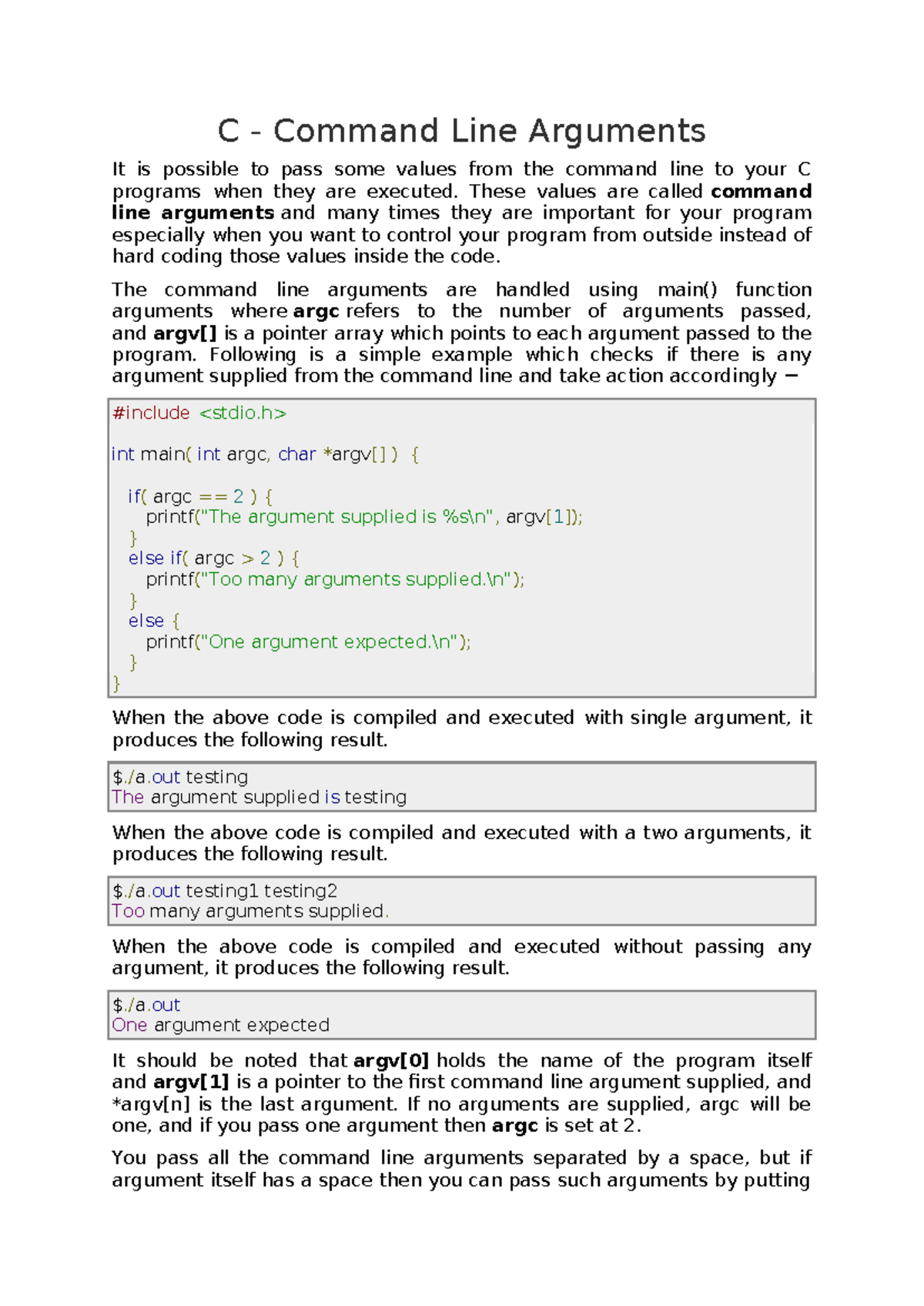 C Programming: Command Line Arguments Explained (Expt - 5) - Studocu