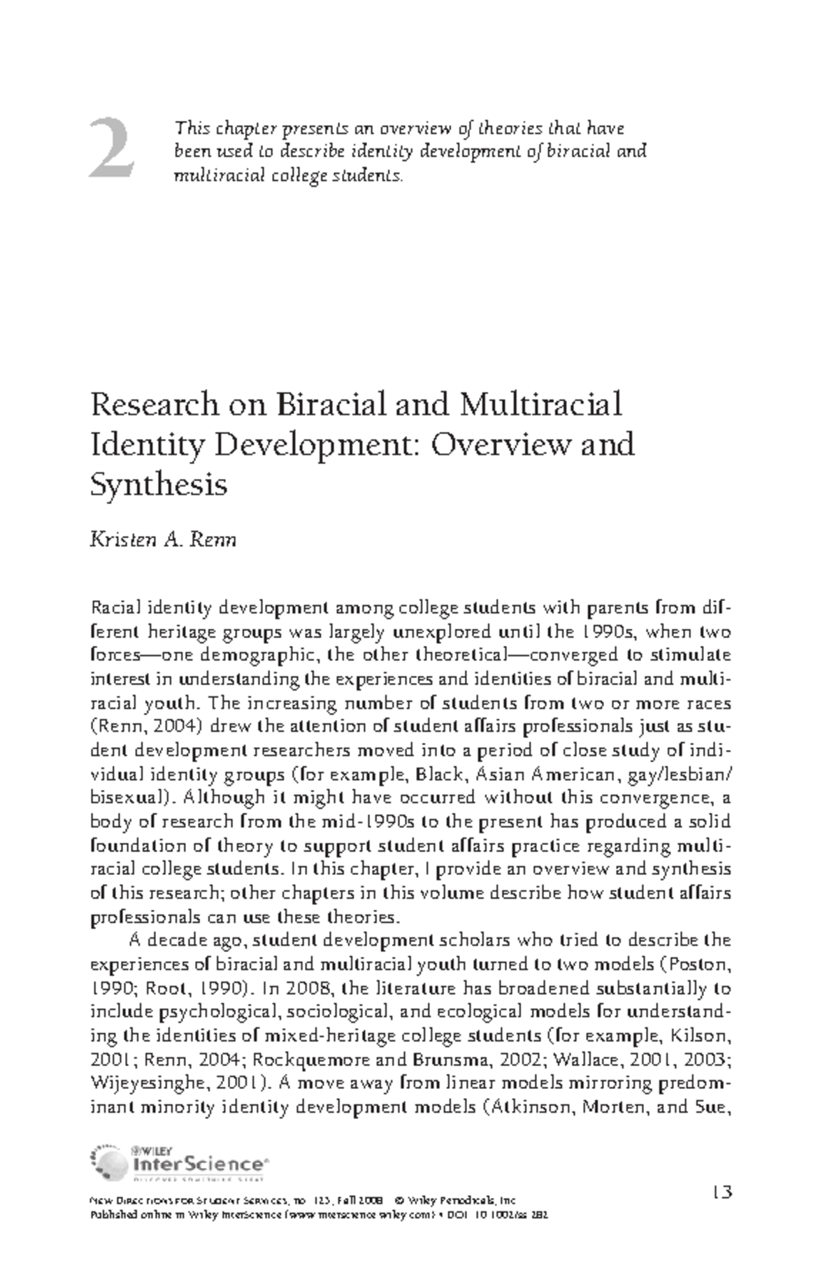 Research on Biracial and Multiracial Identity Development: Overview and ...