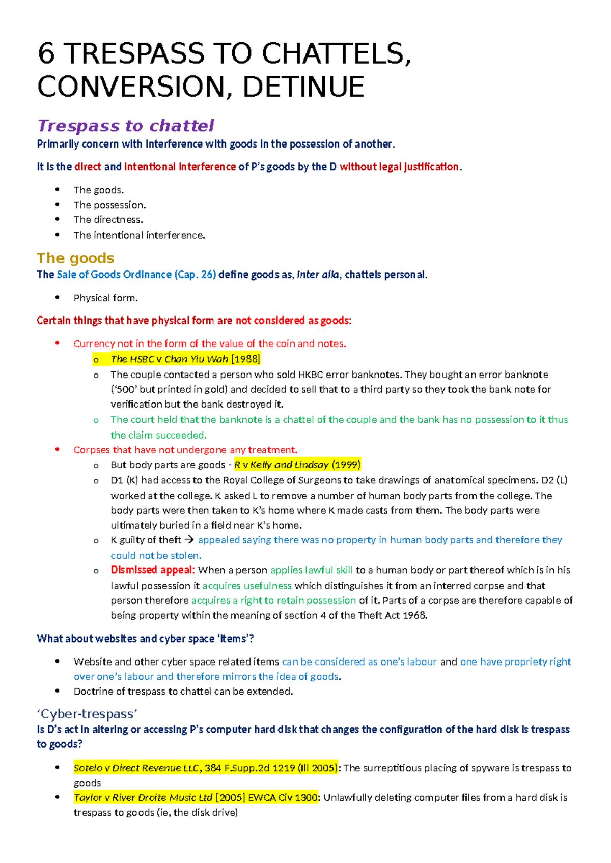 6 LAW 101: Trespass to Chattels, Conversion, and Detinue Explained ...
