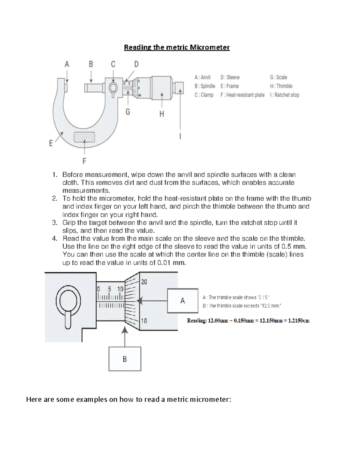 Reading the Metric Micrometer: A Step-by-Step Guide - Studocu