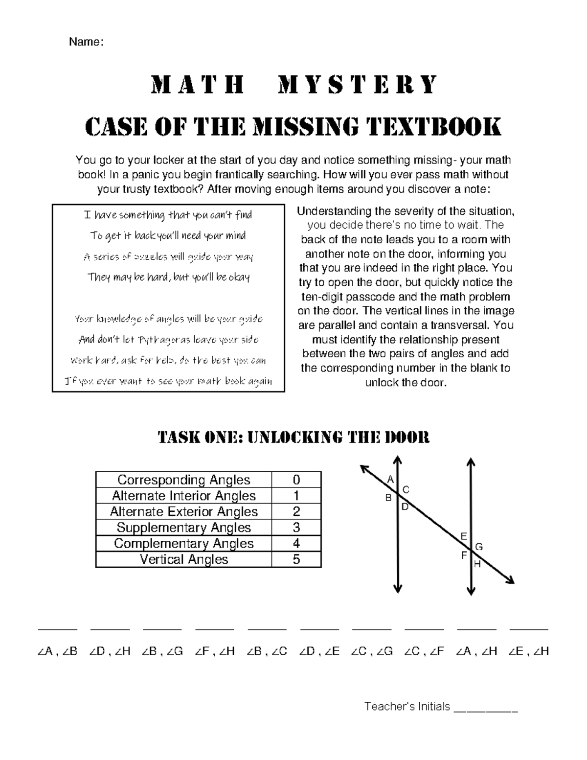 Math Mystery: Angles, Triangles & Pythagorean Theorem (MATH 101) - Studocu